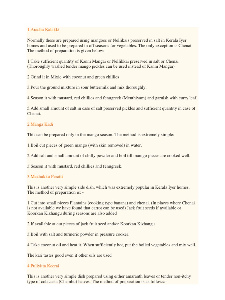 Kerala Iyer Recipes | PDF | Curry | Mango