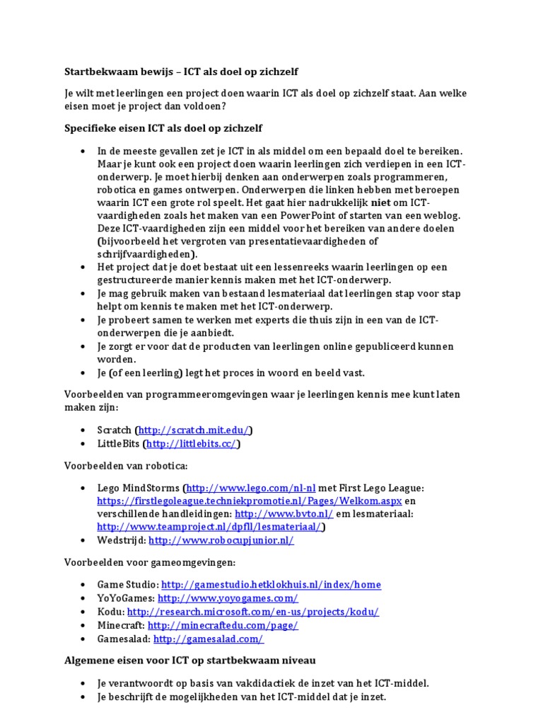 Startbekwaam Bewijs - ICT Als Doel Op Zichzelf | PDF