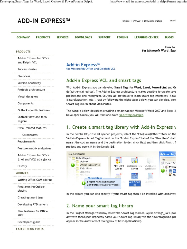 Developing Smart Tags For Word, Excel, Outlook & PowerPoint in Delphi | PDF | Microsoft Outlook ...