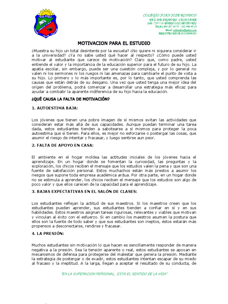 Cómo Motivar Al Estudiante Sin Motivación | PDF | Motivación | Motivacional