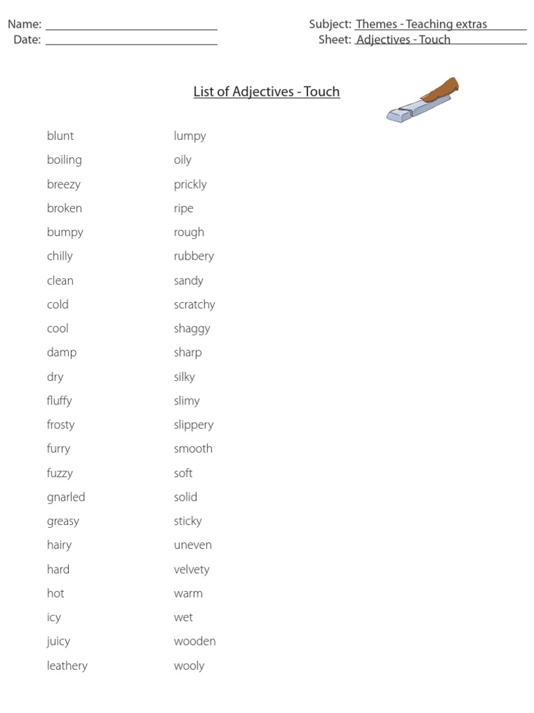 List of Adjectives - Touch | PDF