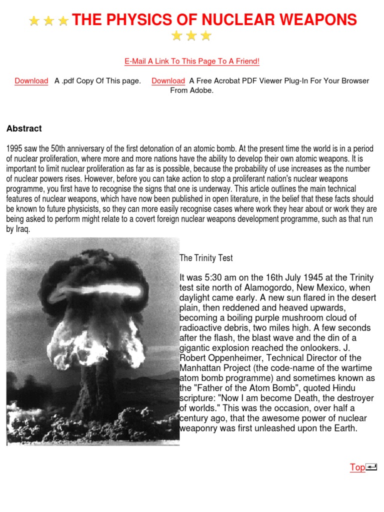 The Physics of Nuclear Weapons: A .PDF Copy of This Page. A Free ...