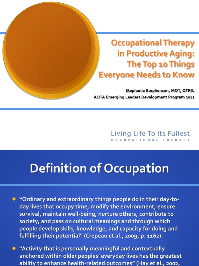 Occupational Therapy in Productive Aging - Top 10 Things | PDF ...