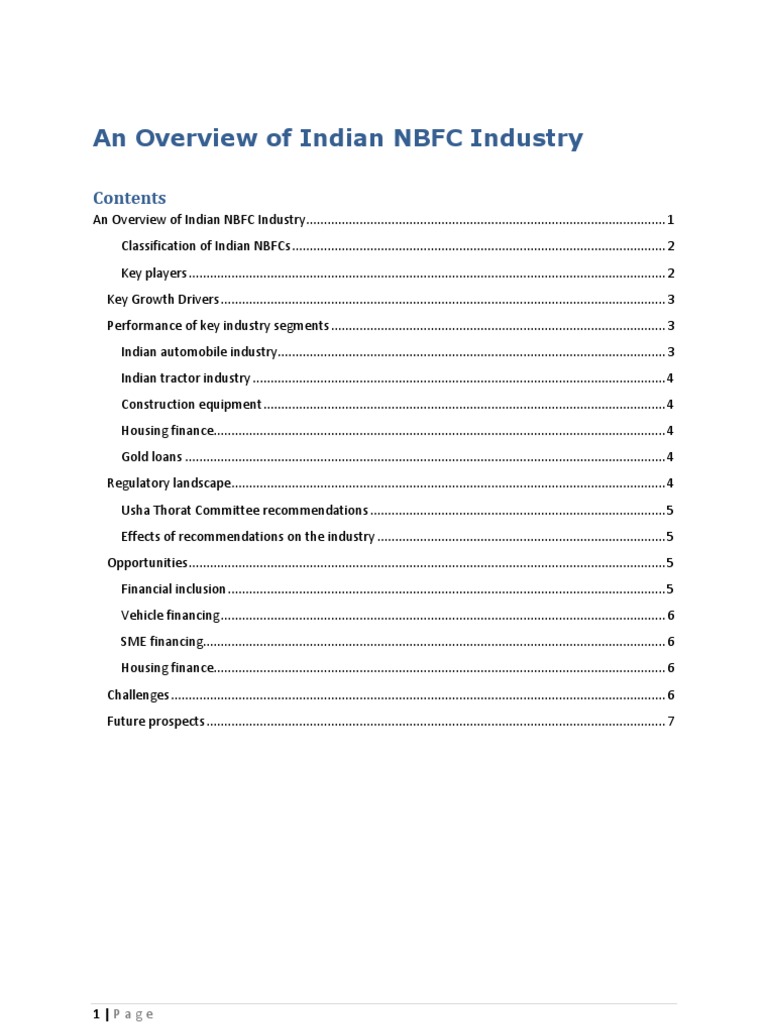 An Overview of Indian NBFC Industry | PDF | Non Bank Financial ...