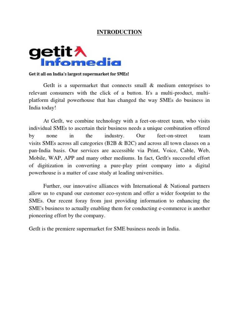 GetIt: India's Premier SME Supermarket | PDF | Business | Finance ...