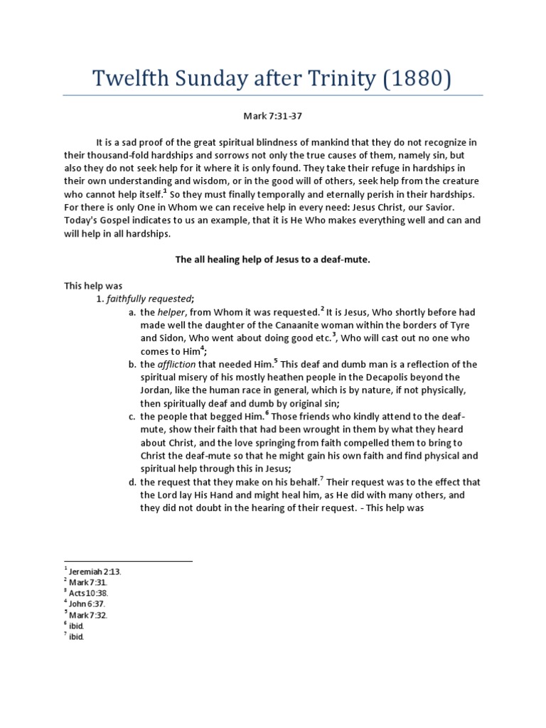Twelfth Sunday After Trinity (1880) | PDF | Gospel Of Mark | Jesus