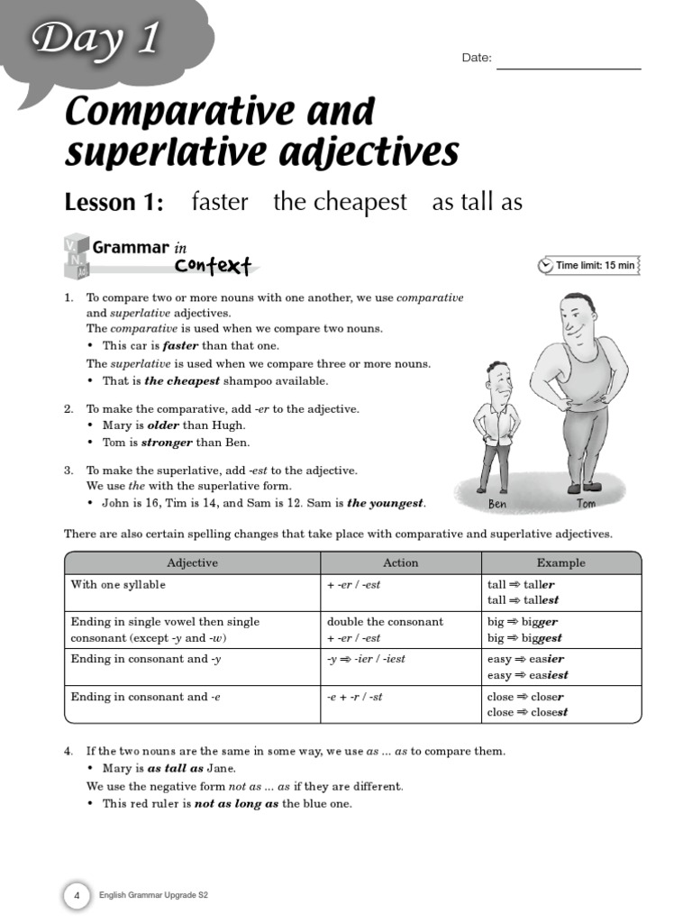 Comparative and Superlative Adjectives | PDF | English Grammar | Semantic Units