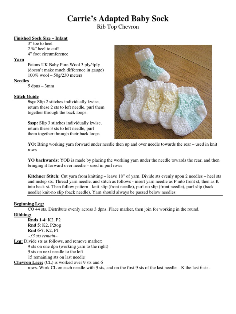 Carrie S Adapted Baby Sock | PDF | Knitting | Handicrafts