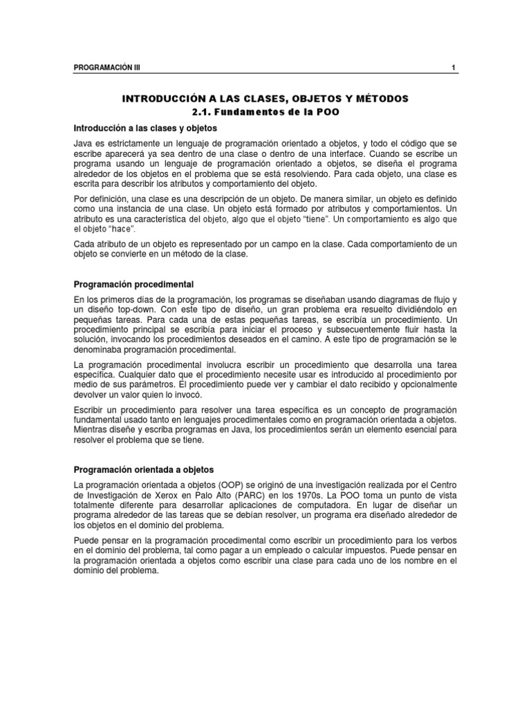 Introducción a Clases y Objetos Java | PDF | Objeto (informática) | Programación orientada a objetos