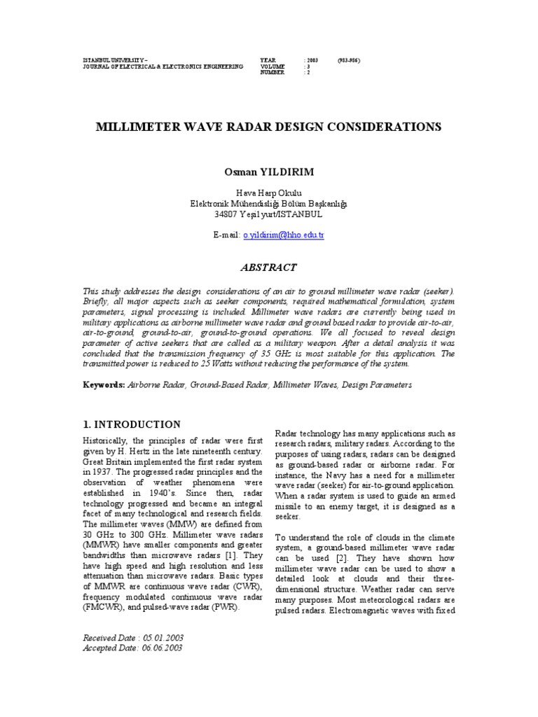 Millimeter Wave Radar Design Insights | PDF | Extremely High Frequency ...