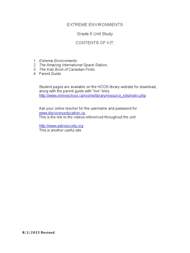 Extreme Environments Unit Study Guide | PDF | Space Suit | Experiment