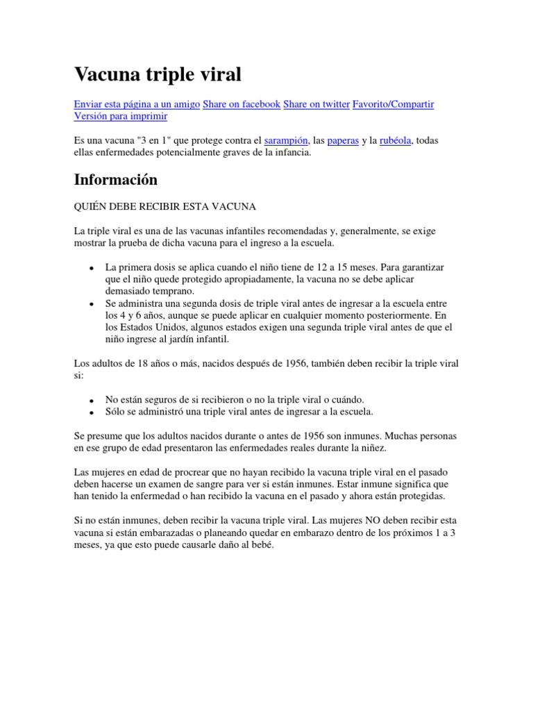 Vacuna Triple Viral | PDF | Vacunas | Sarampión