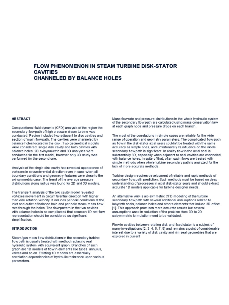 Flow Phenomenon in Steam Turbine Disk | PDF | Fluid Dynamics | Flow ...
