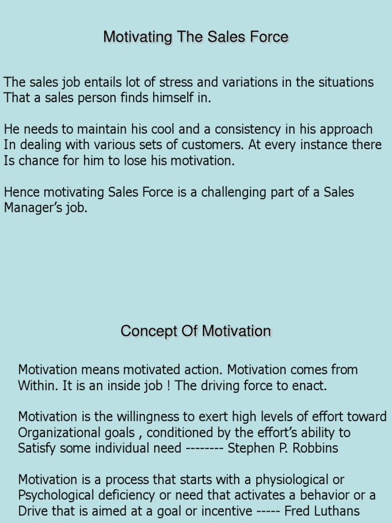 Strategies for Sales Force Motivation | PDF | Motivation | Motivational