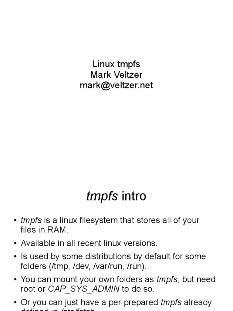 Linux Tmpfs | PDF | File System | Computer File