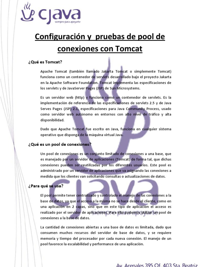 Pool Tomcat | PDF | Páginas del servidor Java | Plataformas de computación