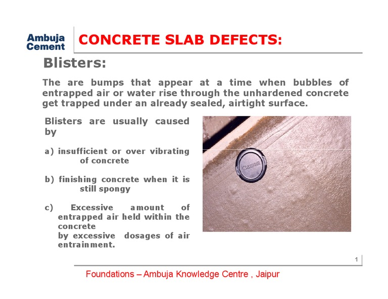 Concrete Slab Blisters: Causes and Prevention | PDF