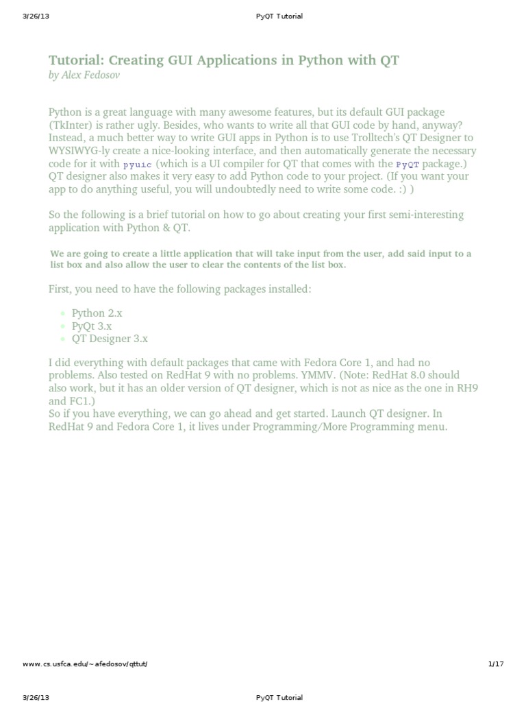 PyQT Tutorial | PDF | Button (Computing) | Python (Programming Language)