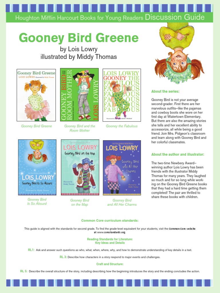 Gooney Bird Greene by Lois Lowry: Discussion Guide. | PDF | Common Core ...