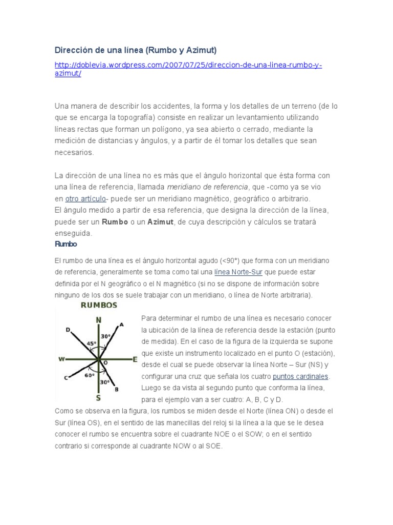 Rumbo y Azimut: Guía de Cálculos Topográficos | PDF | Azimut | Longitud