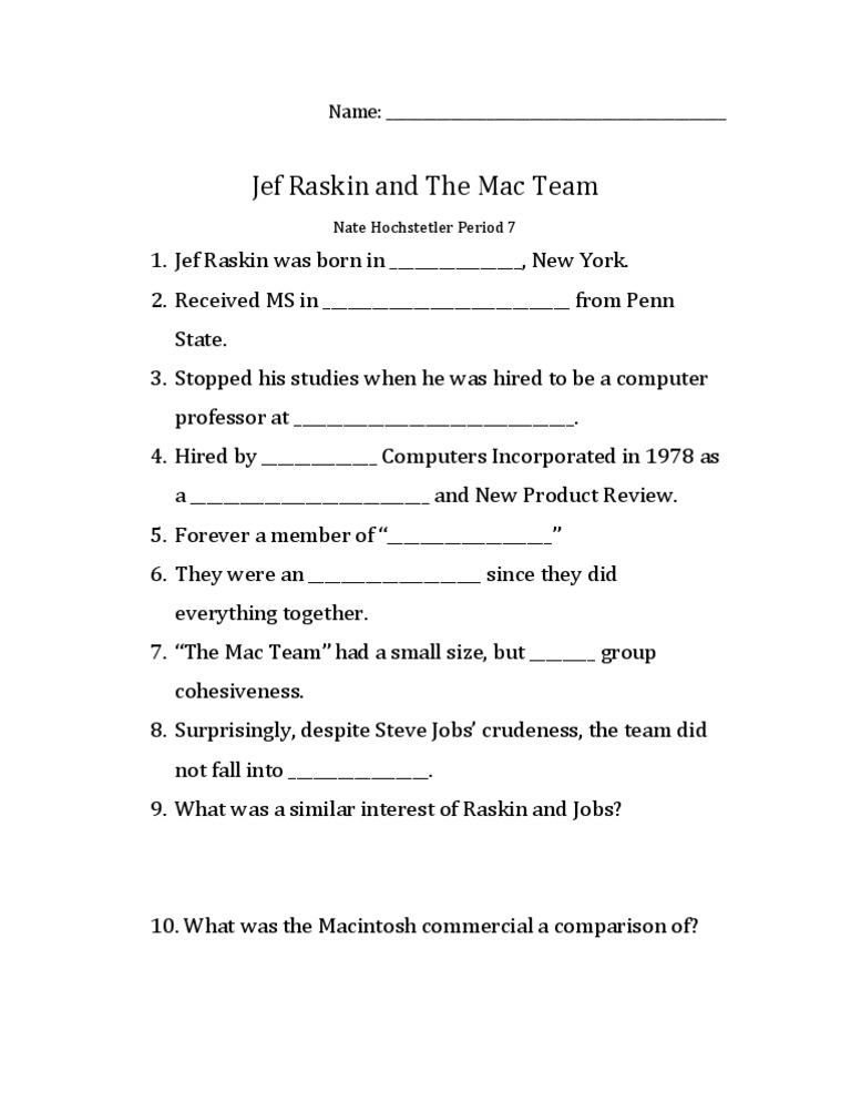 Jef Raskin and The Mac Team Overview | PDF