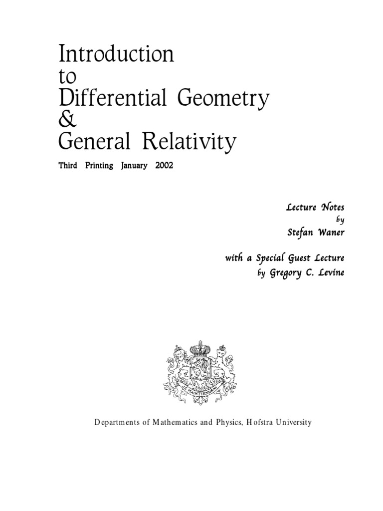 Physics Introduction To Differential Geometry And General Relativity