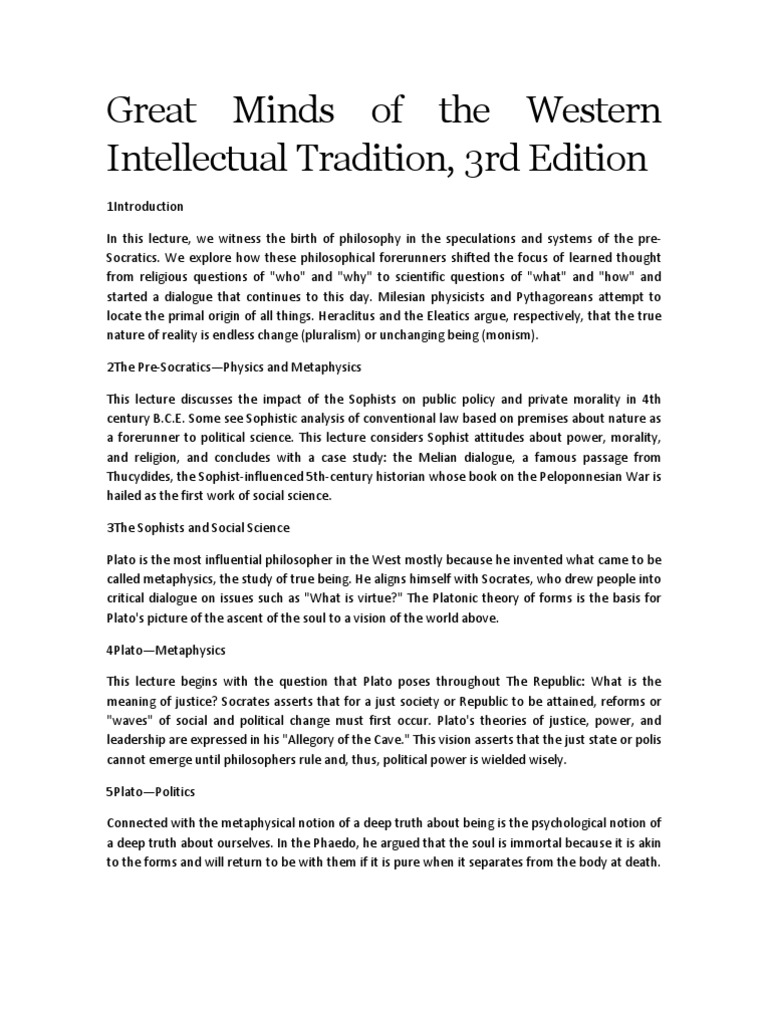 Great Minds of The Western Intellectual Tradition | PDF | Immanuel Kant ...