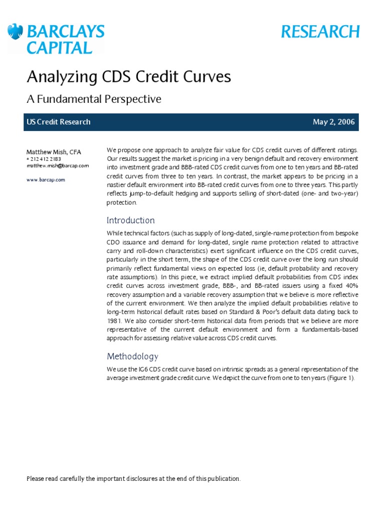 Analyzing CDS Credit Curves - A Fundamental Perspective | PDF | Bond ...
