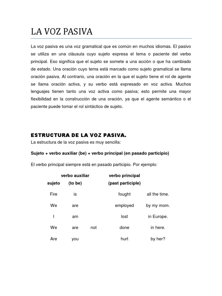 Guía Completa de la Voz Pasiva | PDF | Filosofía | Estudios de idiomas ...