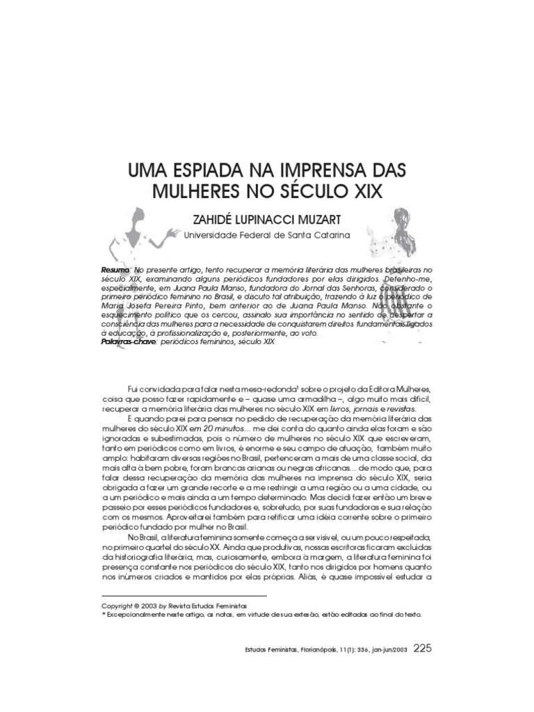 Uma Espiada Na Imprensa Feminina Do Sec Xix | PDF | Sufrágio feminino ...