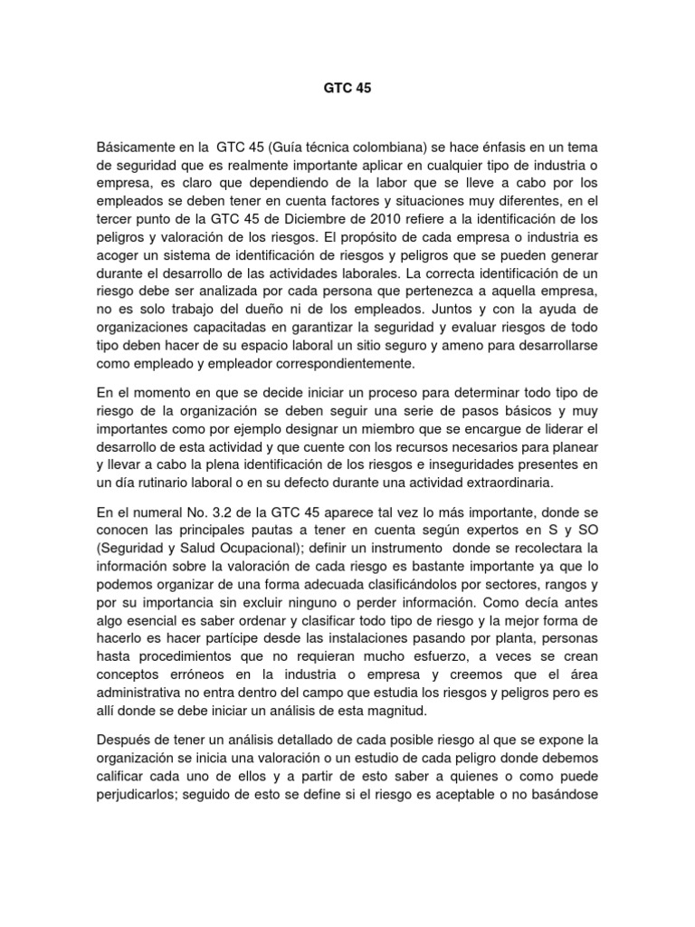 GTC 45 | PDF | Derecho laboral | Riesgo