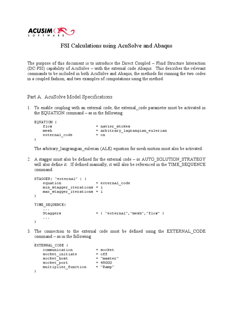 FSI Calculations Using AcuSolve and Abaqus | PDF | Heat Transfer | Heat