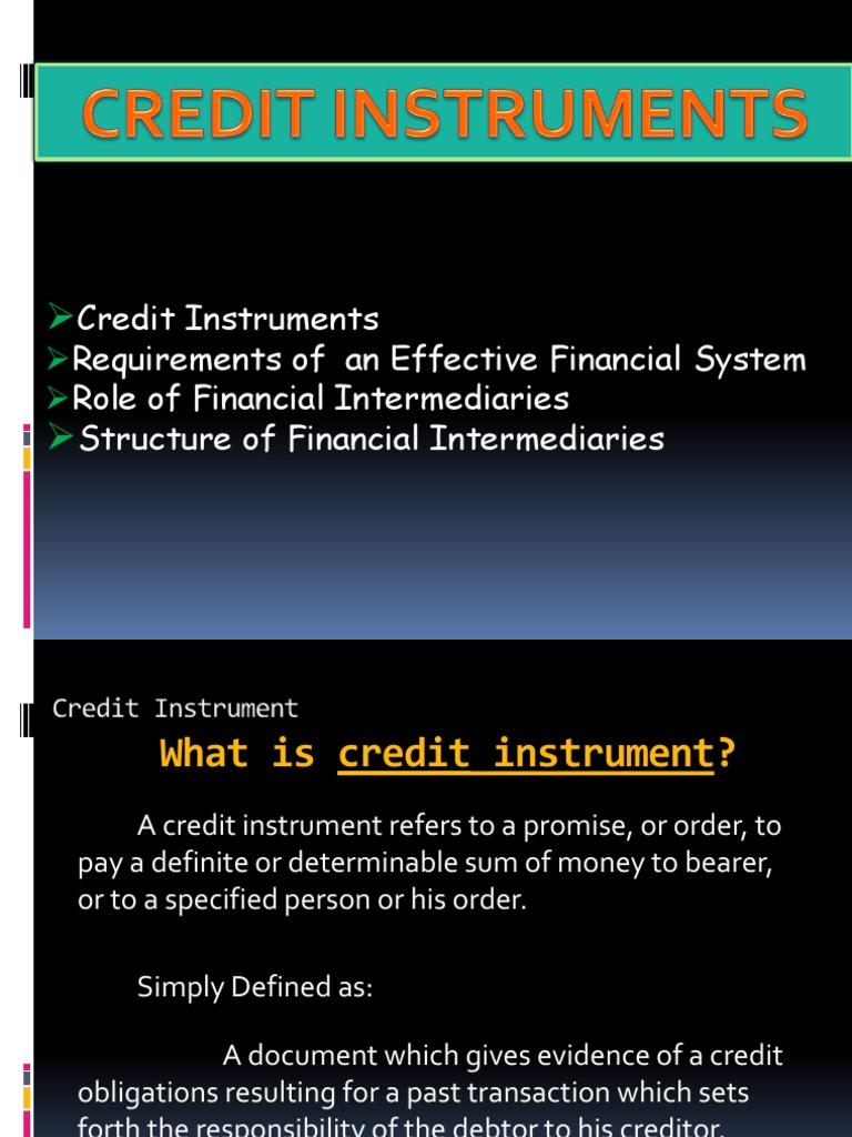 Credit Instruments | PDF | Cheque | Bonds (Finance)