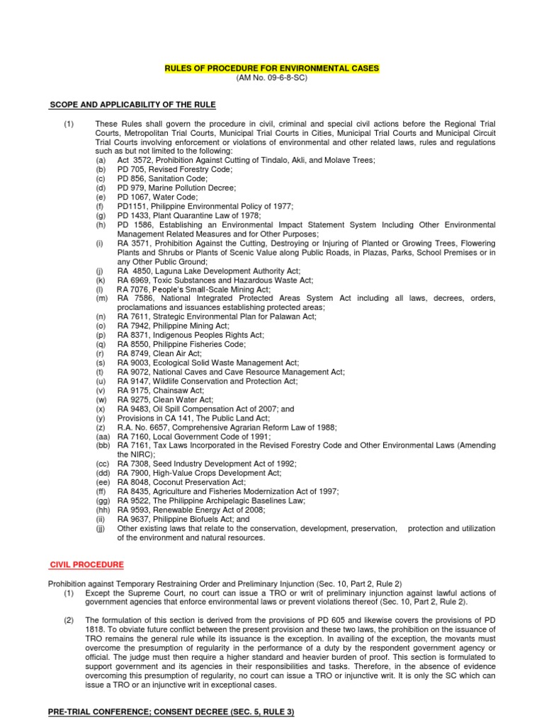 Rules of Procedure For Environmental Cases - Salient Features | PDF ...