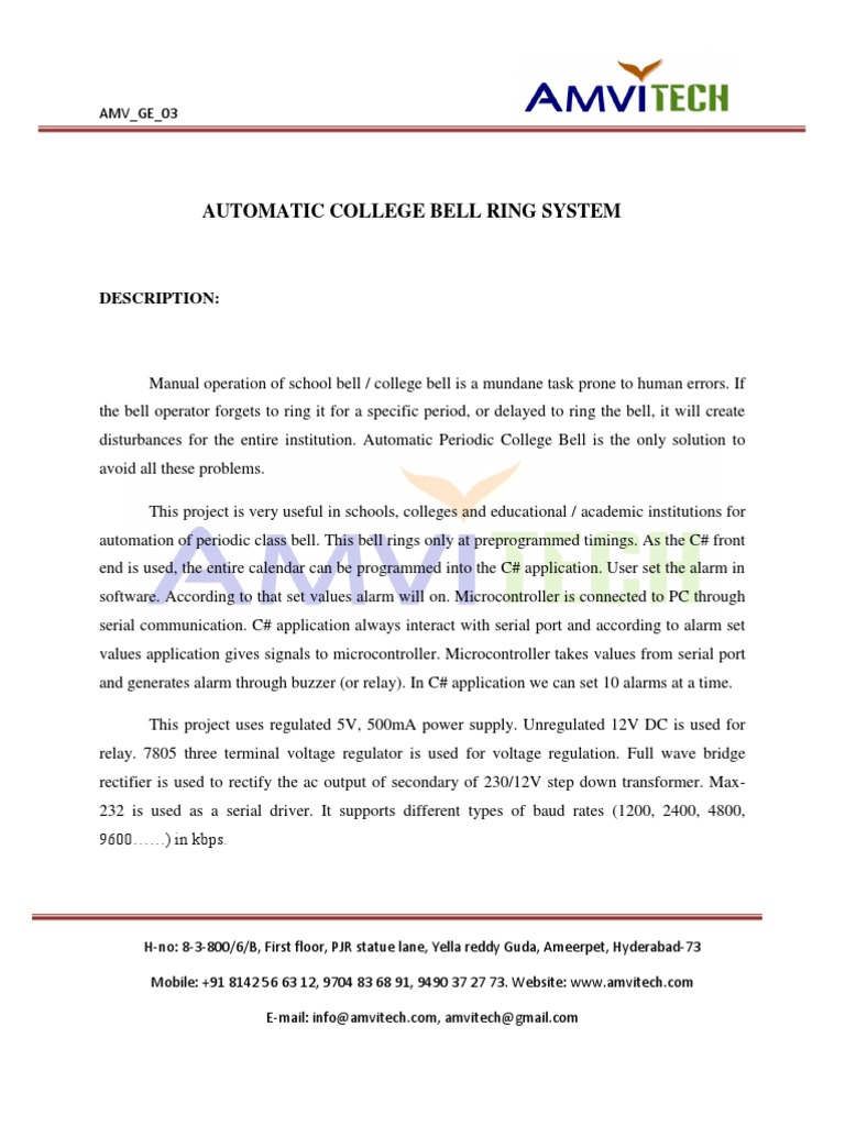 Automatic College Bell Ring System | PDF | Instruction Set | Central ...