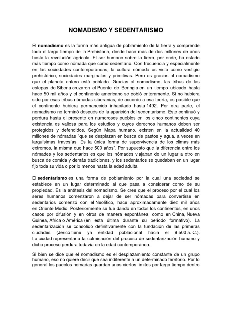 Nomadismo y Sedentarismo | PDF | Nómada