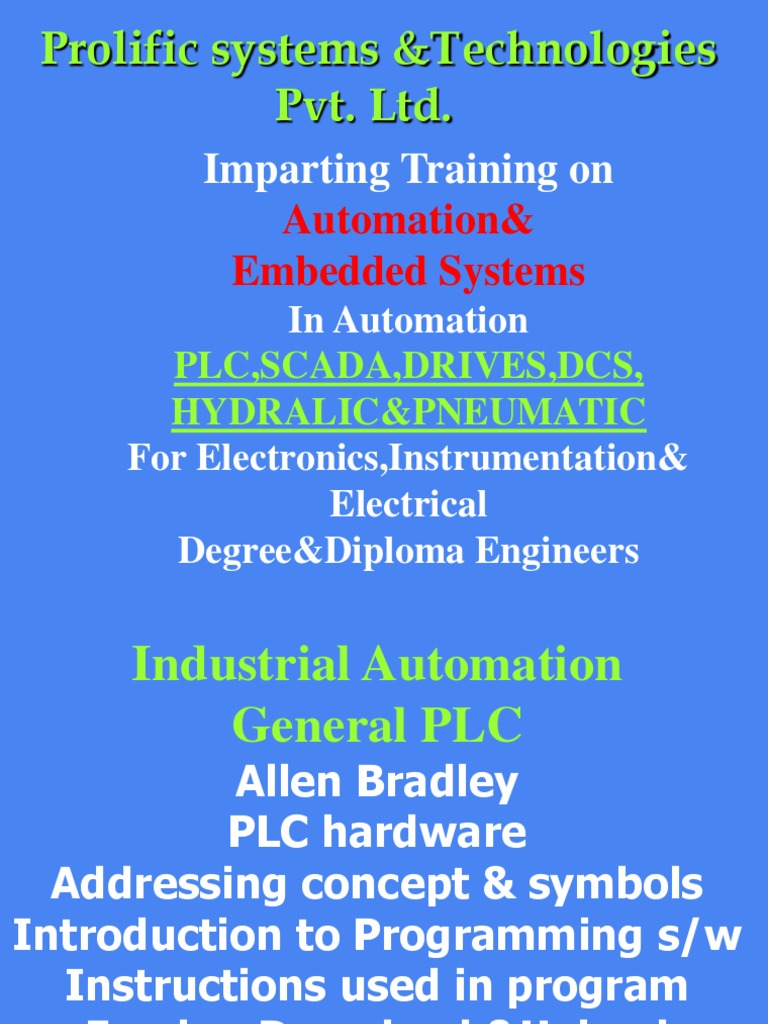 Prolific Training in Industrial Automation | PDF | Automation ...