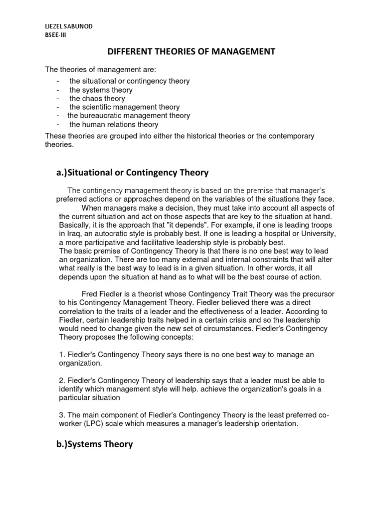 Different Theories of Management | Download Free PDF | Piece Work ...