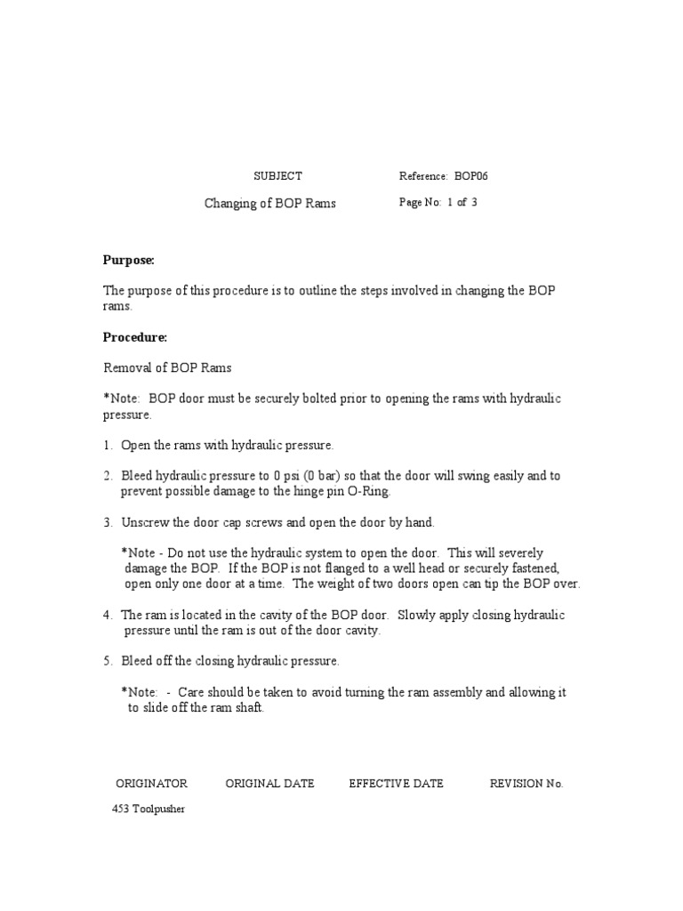 453-Changing of BOP Rams | PDF | Door | Screw