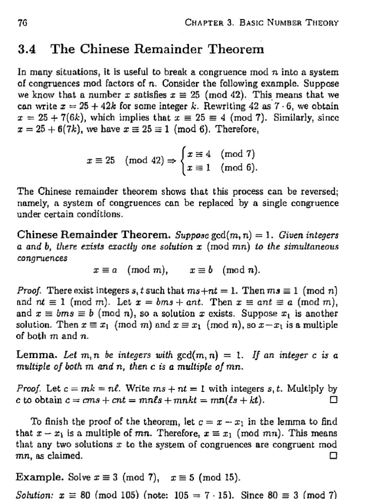 Chinese Remainder Theorem | PDF | Exponentiation | Mathematical Objects