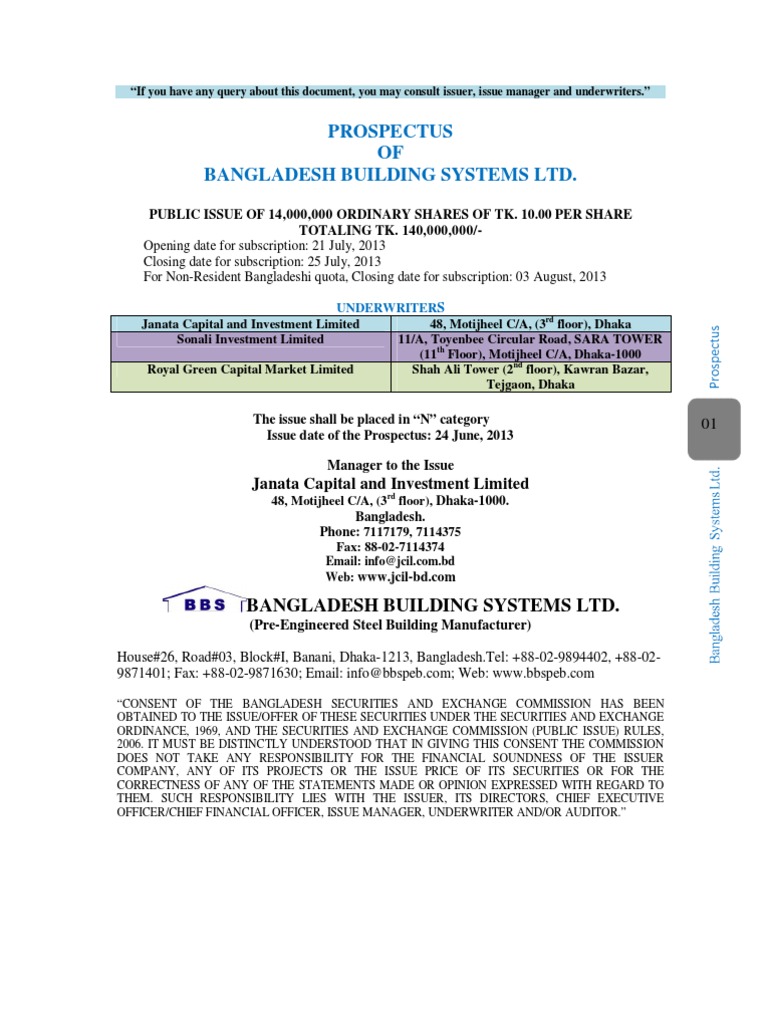 Bangladesh Building Systems Limited | Initial Public Offering ...