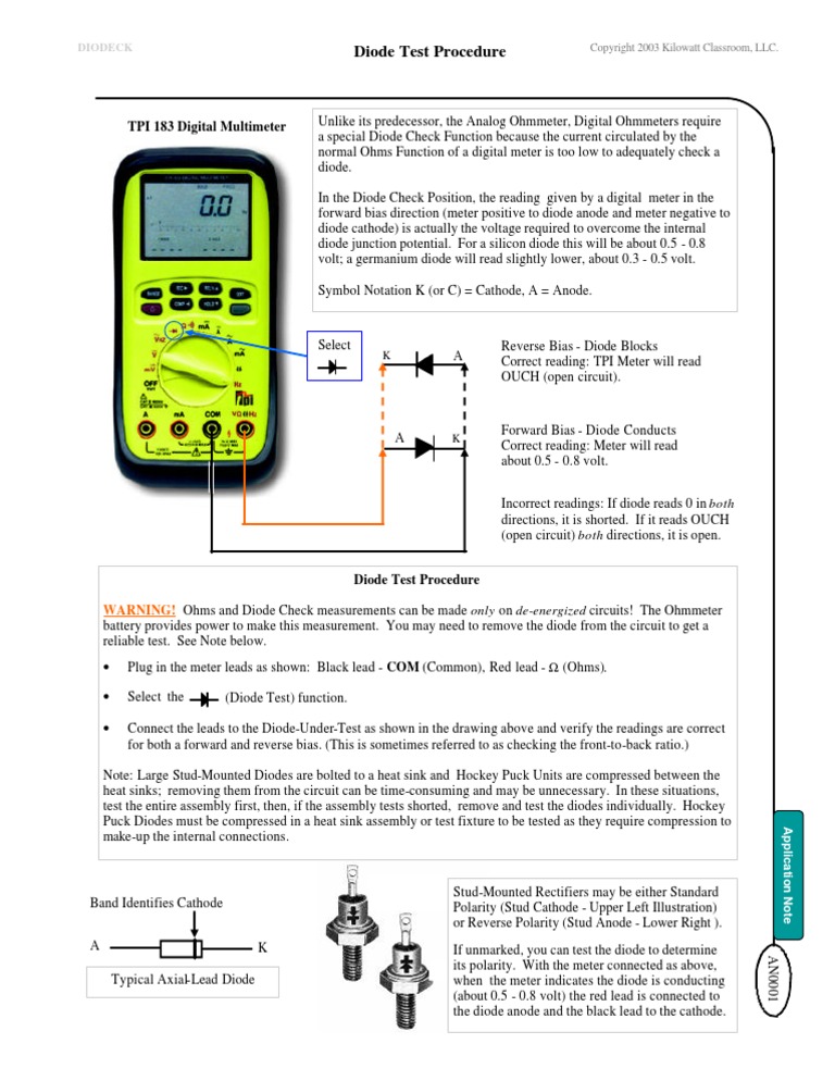 Diode Test Procedure | Diode | P–N Junction | Free 30-day Trial | Scribd