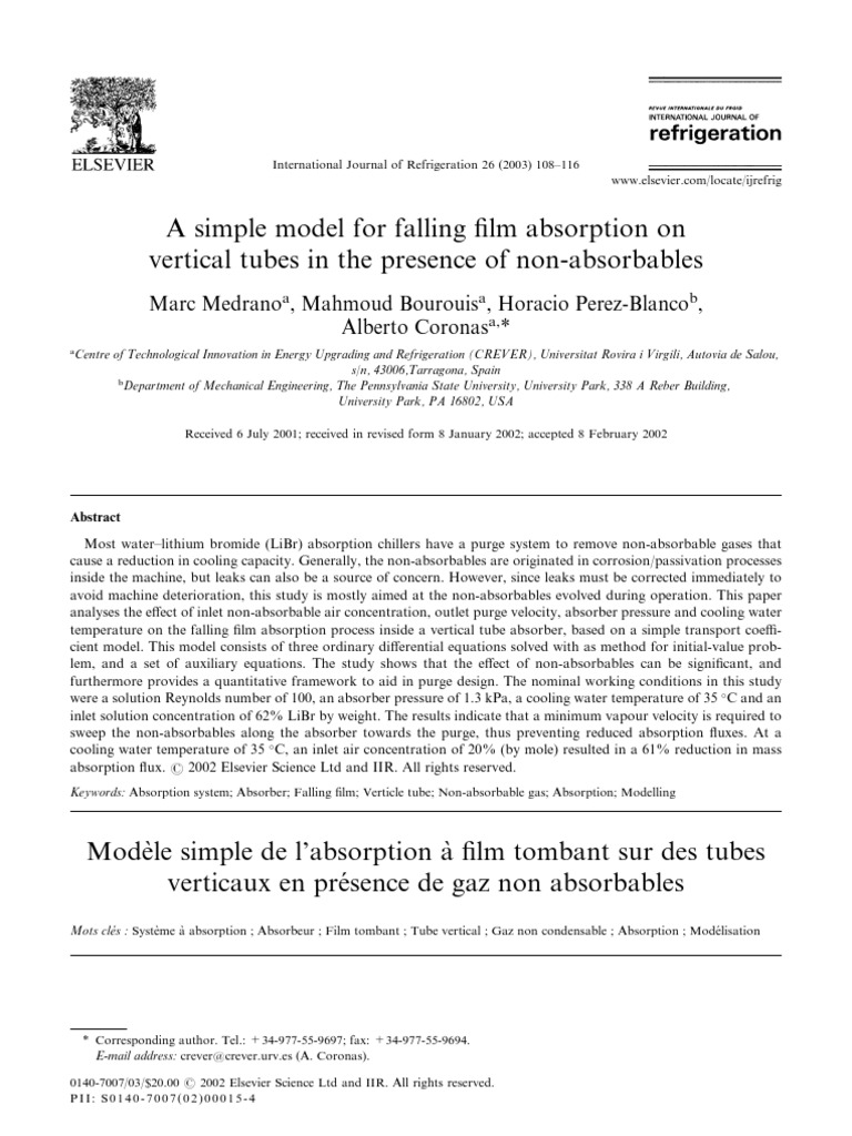 A Simple Model For Falling Film Absorption On (Bagus) | Download Free ...