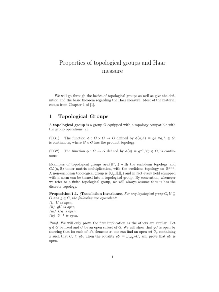 Introduction To Topological Groups | PDF | Group (Mathematics ...