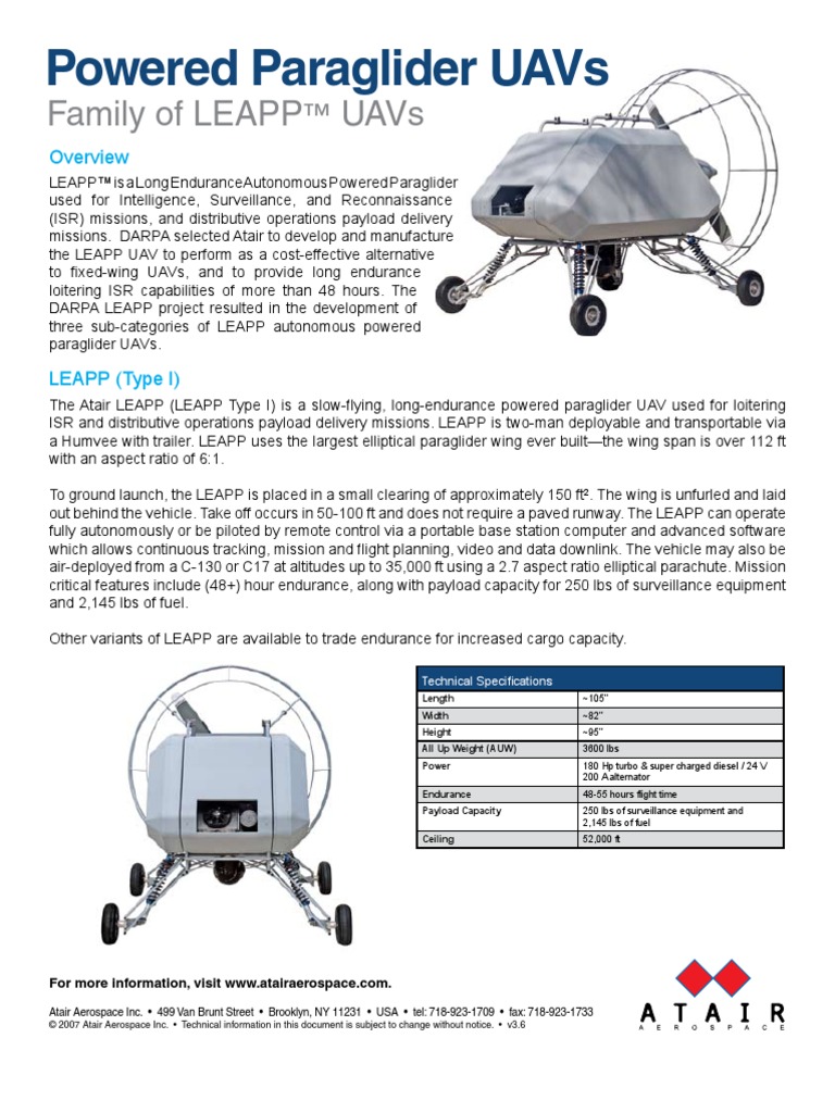 Powered Paraglider Uavs: Family of Leapp Uavs | PDF | Unmanned Aerial ...