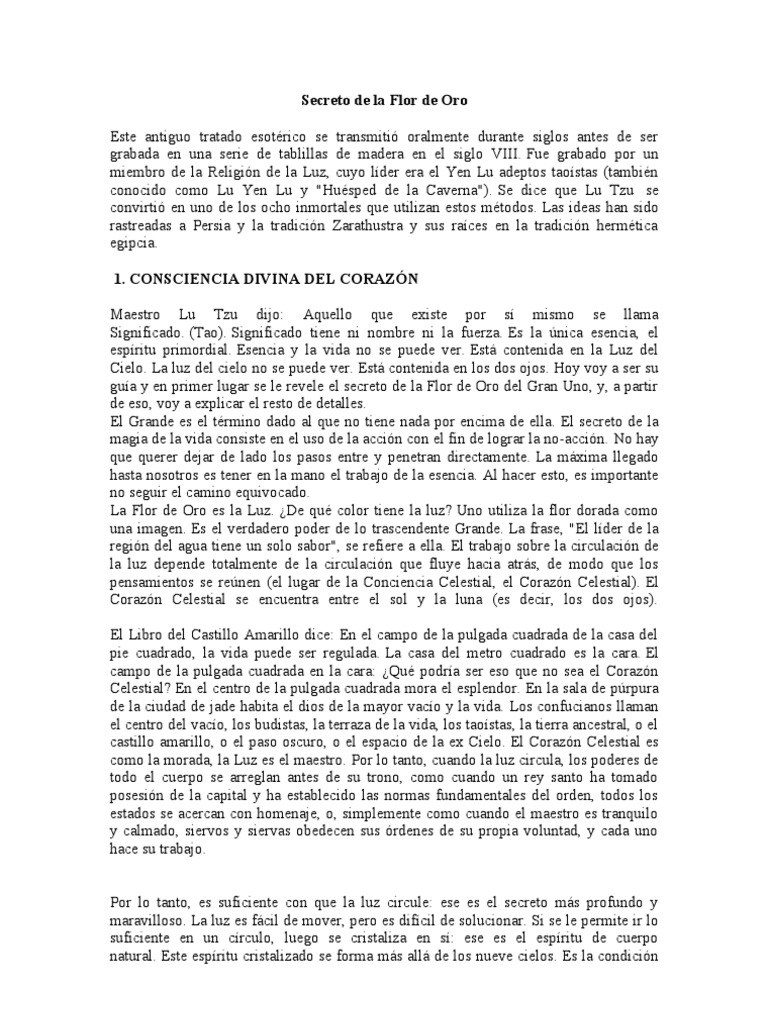 Secreto de la Flor de Oro Taoísta | PDF | Ligero | Alma