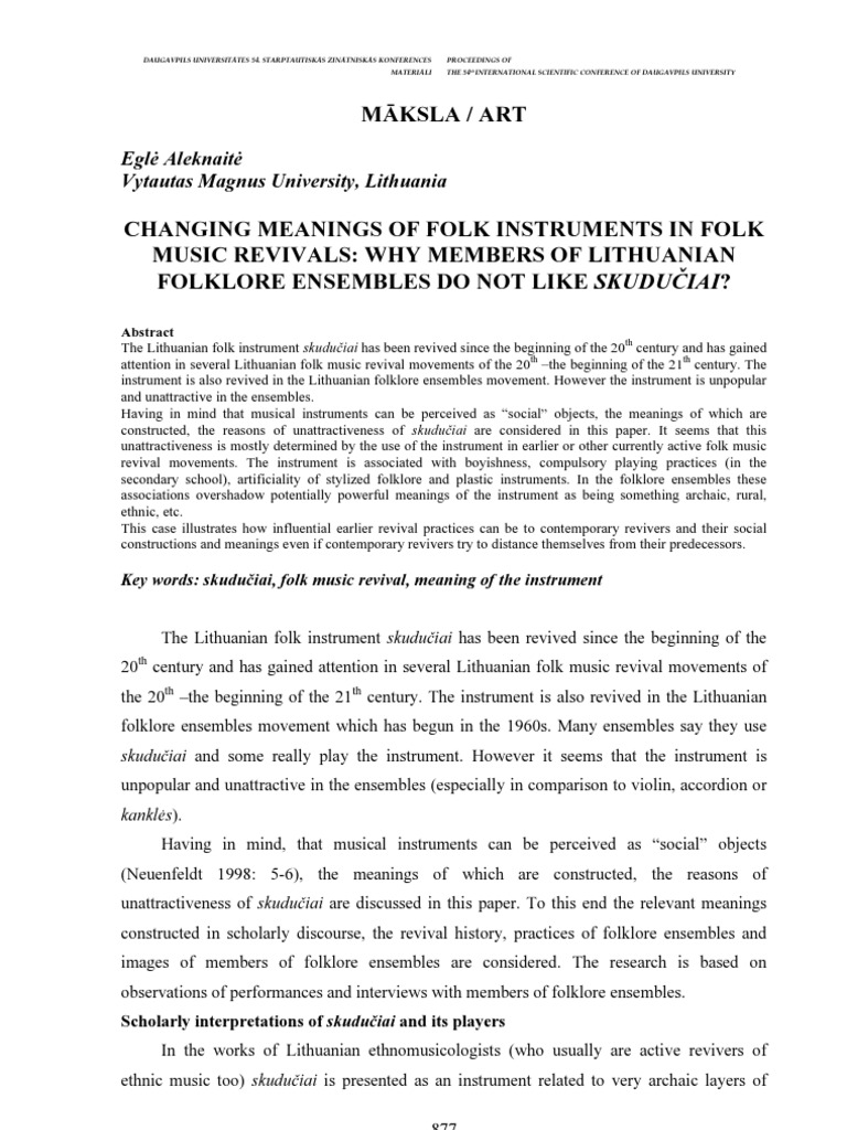 Changing Meanings of Folk Instruments in Folk Music Revivals | PDF ...