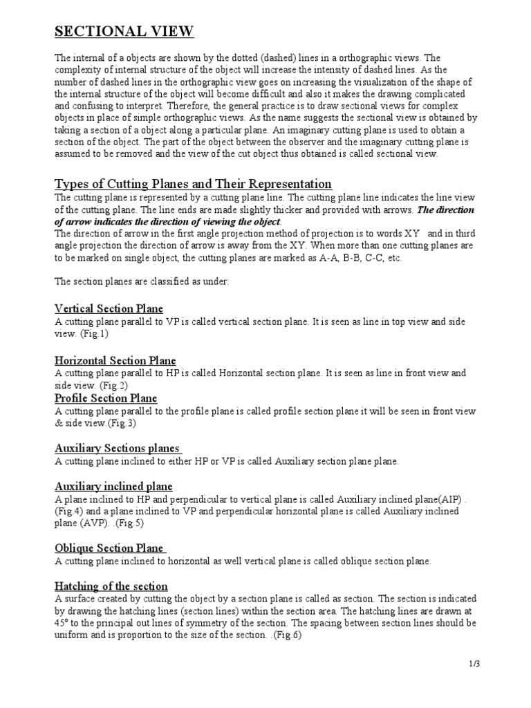Sectional View: Types of Cutting Planes and Their Representation | PDF ...
