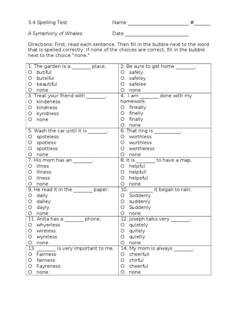 3.4 Spelling Test | PDF