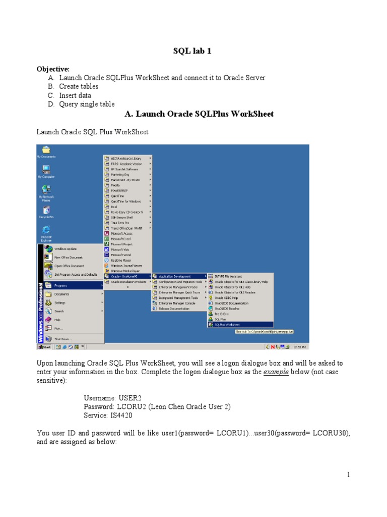 Sql Lab 1 Objective Pdf Sql Oracle Database 7809